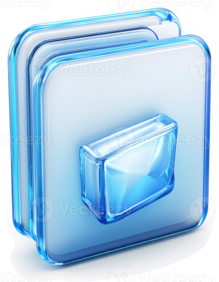 Light blue, glassy, layered, folder icon. 60730298 PNG