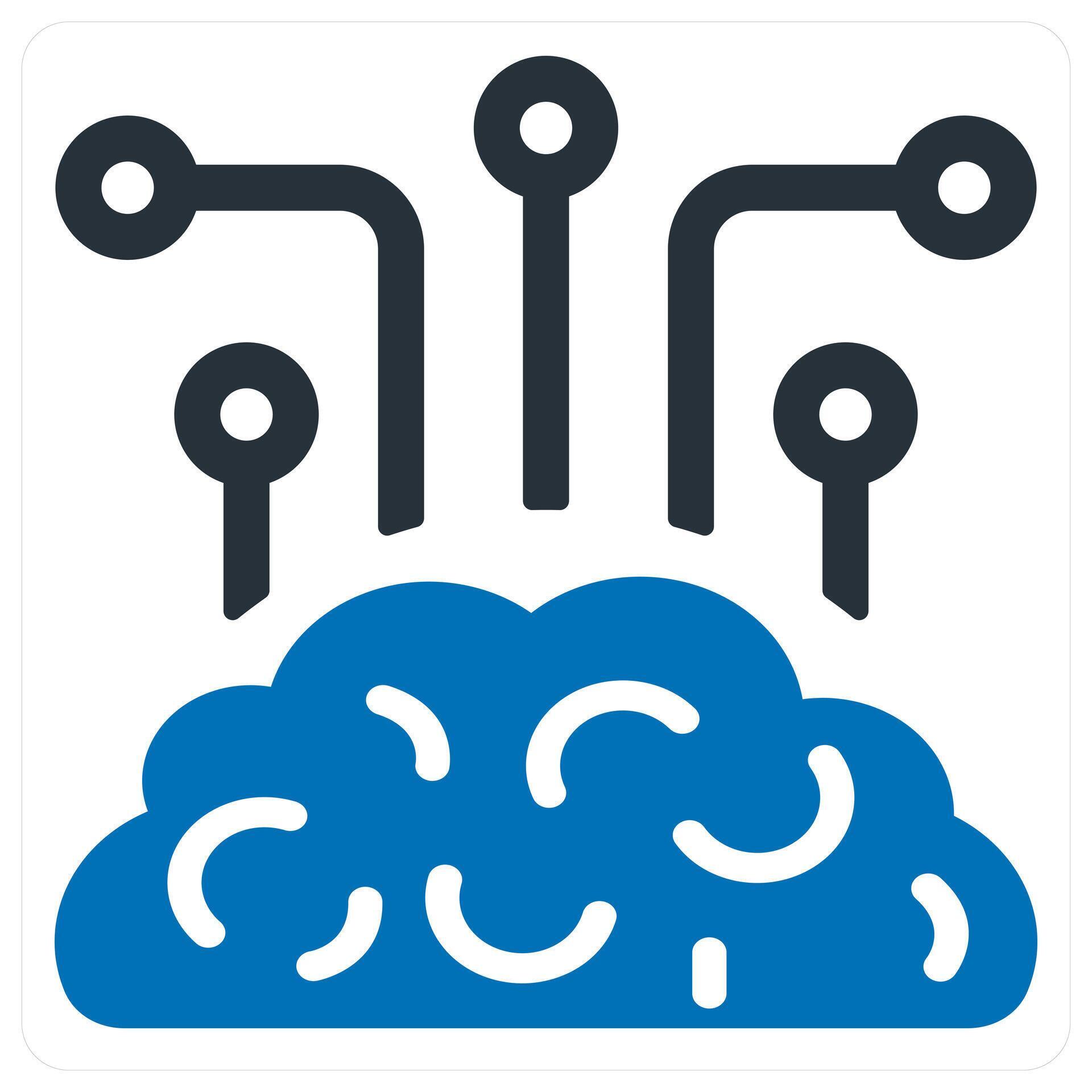 Brain solution and artificial intelligence icon concept in blue color ...