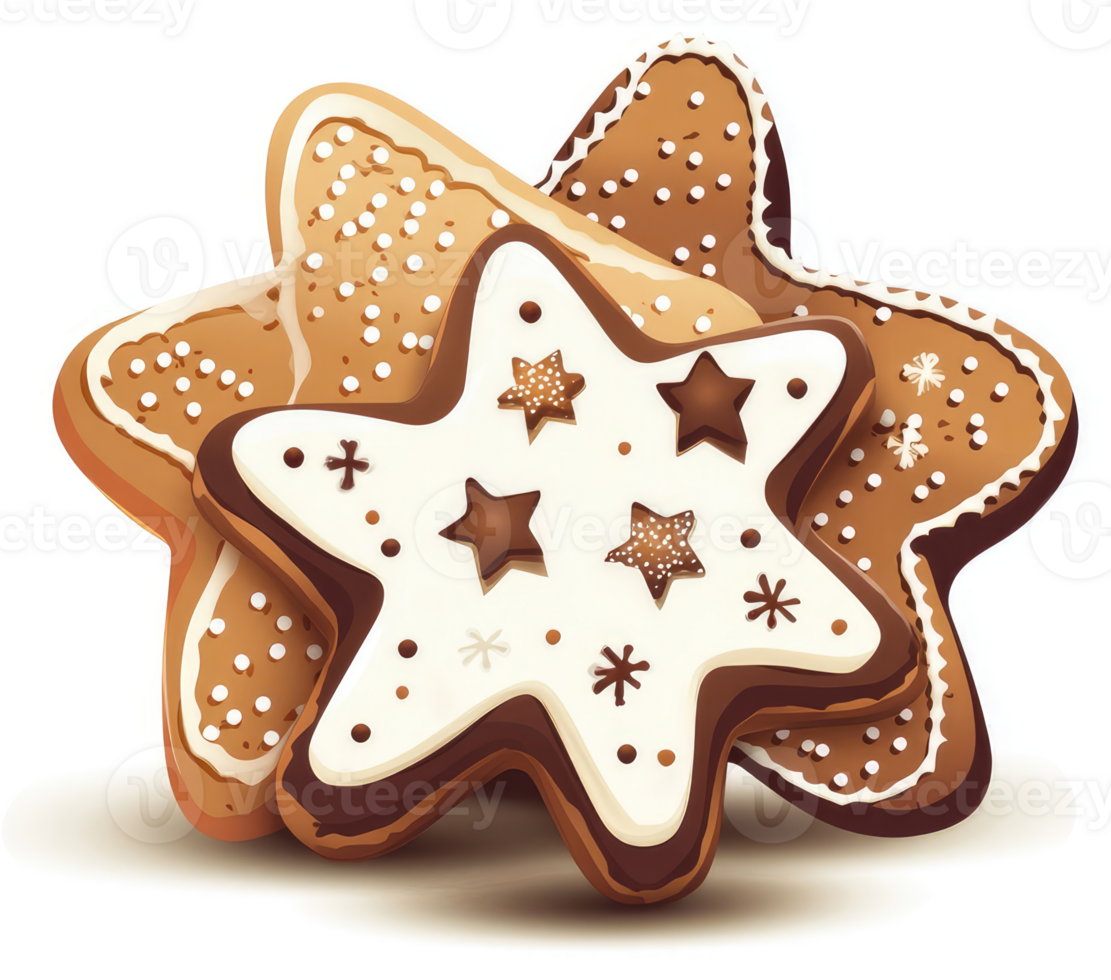 dois decorado Pão de gengibre Estrela biscoitos em camadas junto. 60765876 PNG