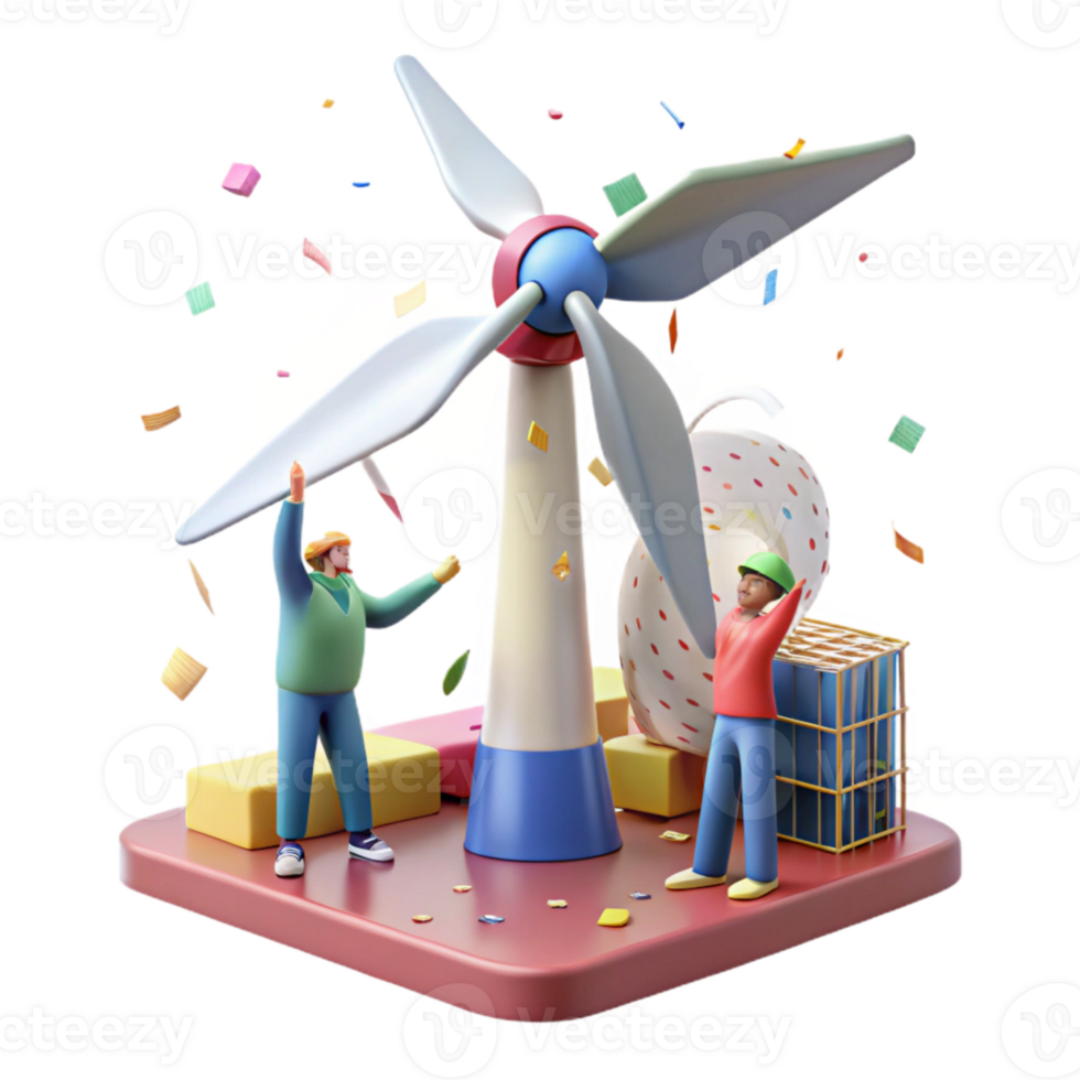 Magnificent Vintage Community Installing Wind Turbine Isolated Cutout