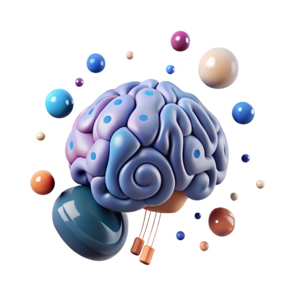 Serene Artistic Floating Brain With Binary Code Overlay Cutout