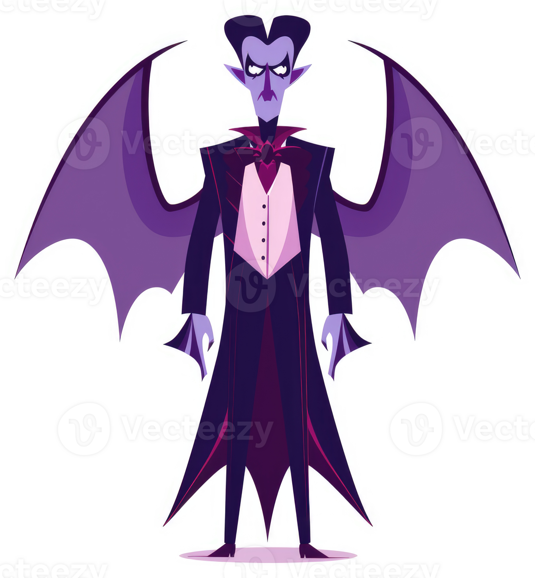 A stylized illustration of a purple vampire in a formal suit. 60819166 PNG