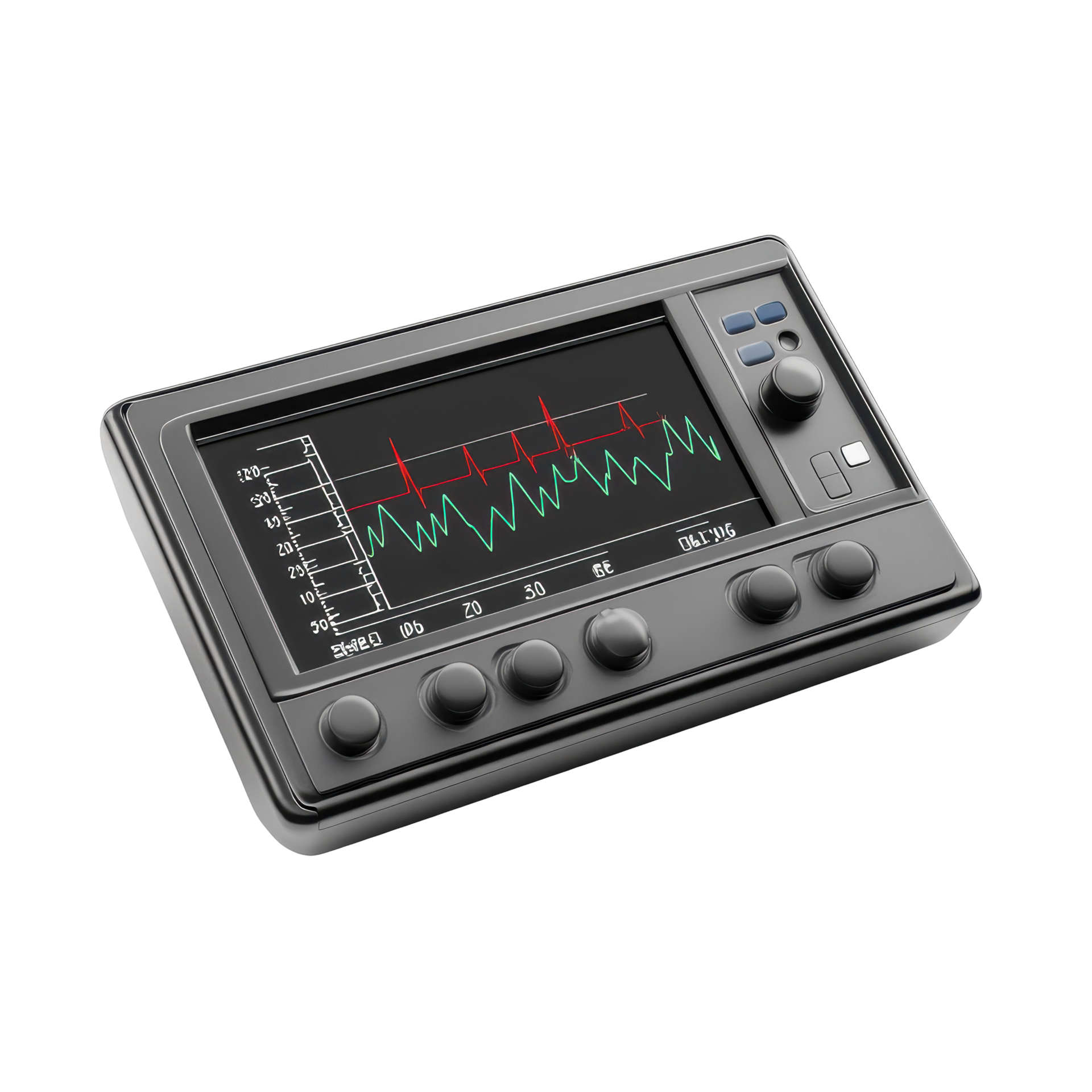 Portable digital oscillograph displaying waveform data. 60820826 PNG