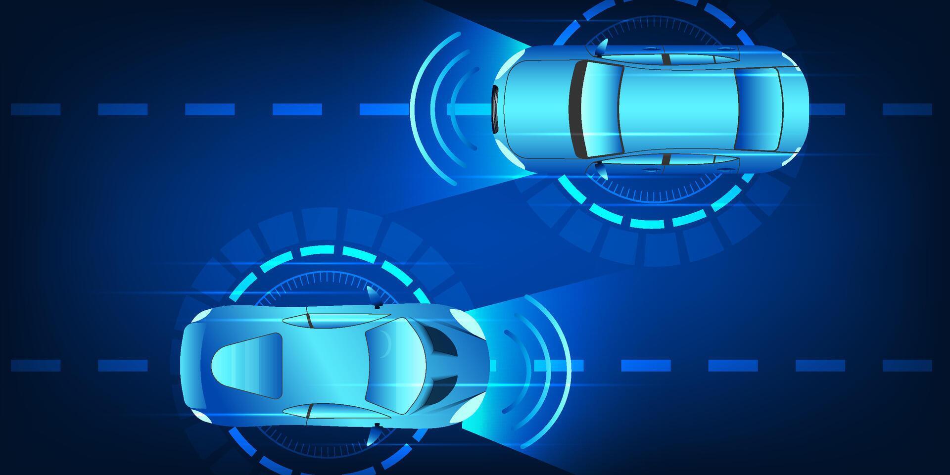 Smart car technology with an autonomous driving system with front detection signal, AI-powered ...