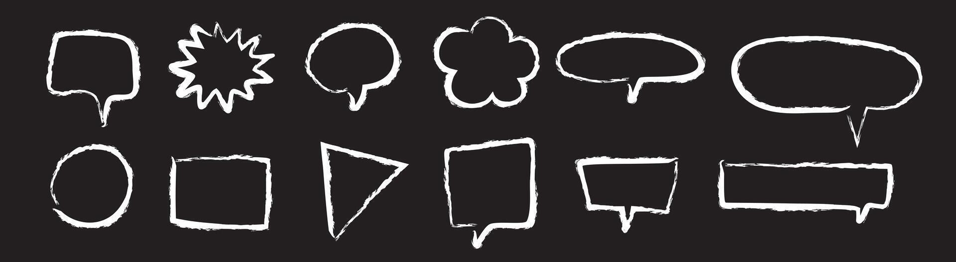 Set of speech bubbles in Hand-drawn style , chatting box, message box ...