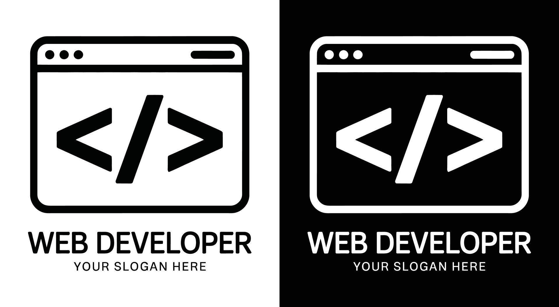 Web Developer Logo Bold Black Code Browser For Coding And Programming 60974887 Vector Art At