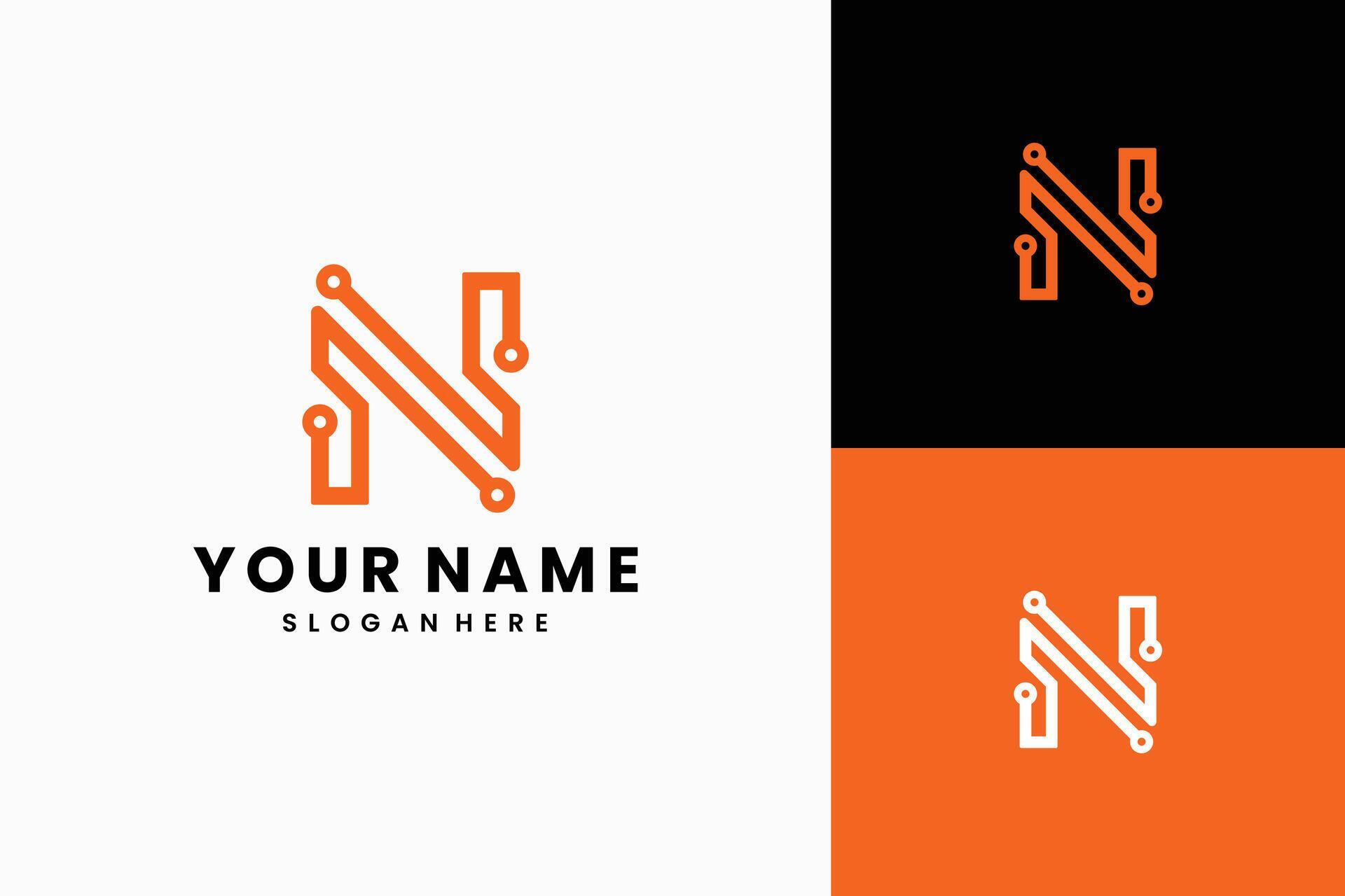 letter N technology logo design template. 61000256 Vector Art at Vecteezy