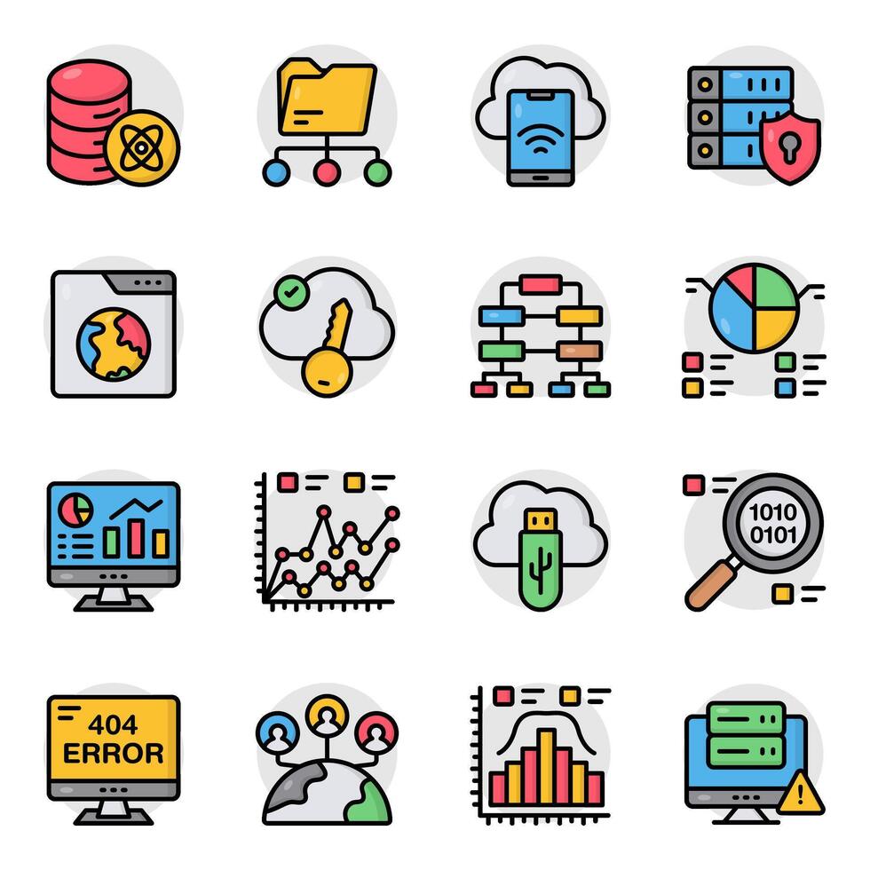 Set of Data and Science Flat Icons 61111897 Vector Art at Vecteezy