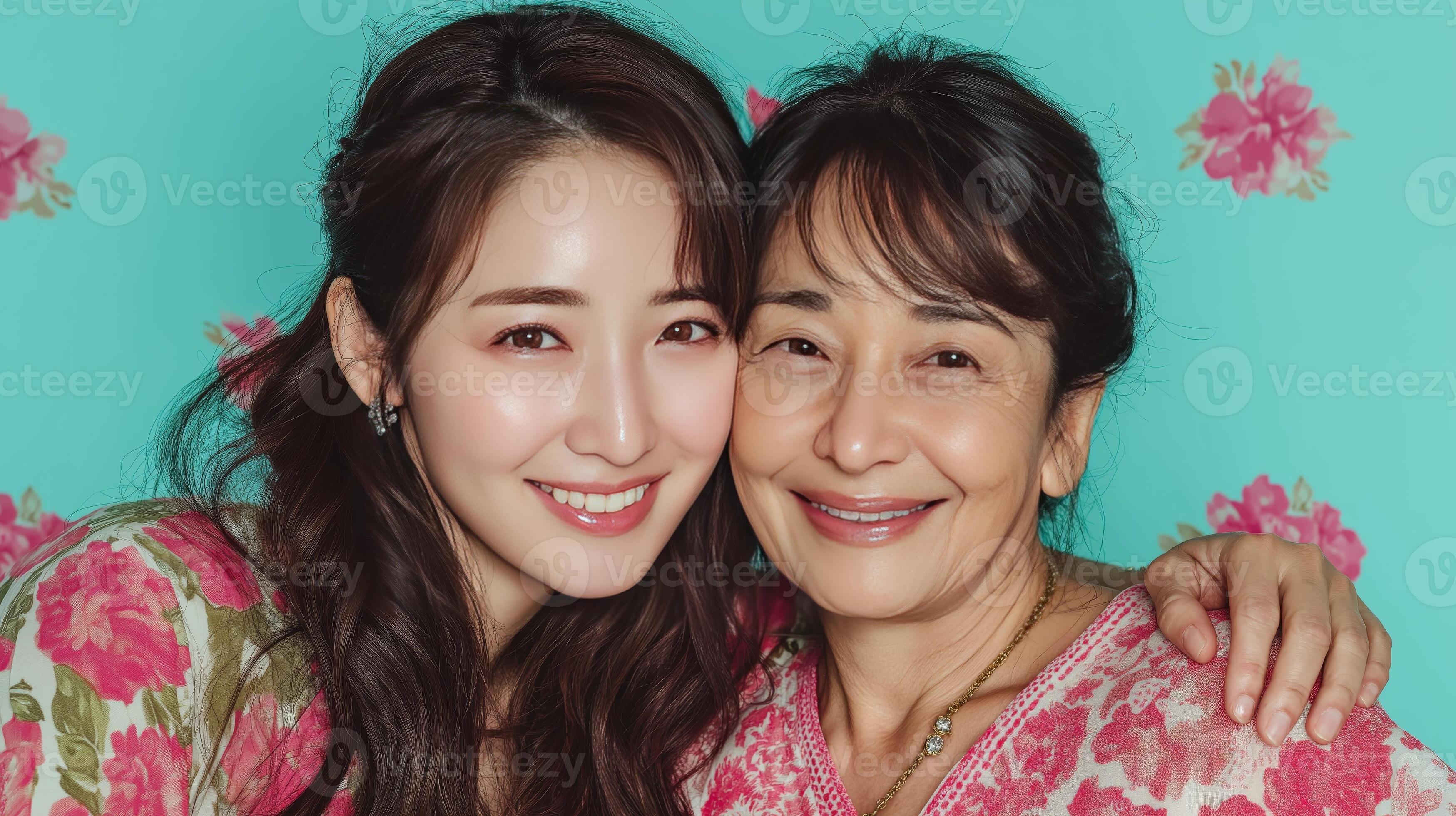 Japanese Mother and Daughter Bond, Daughter Hugging Her Mother 61216771 Stock Photo at Vecteezy