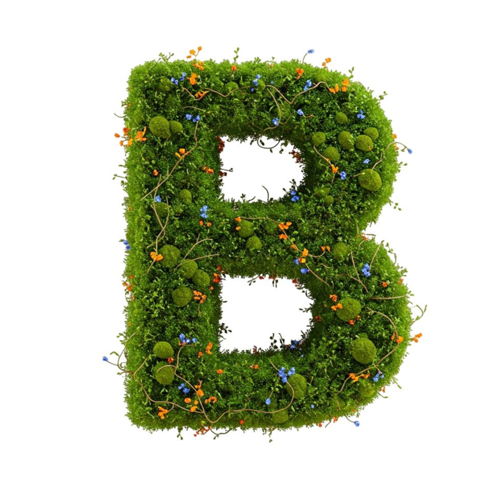 Green Floral Letter B Nature Inspired Alphabet Design 61335504 PNG