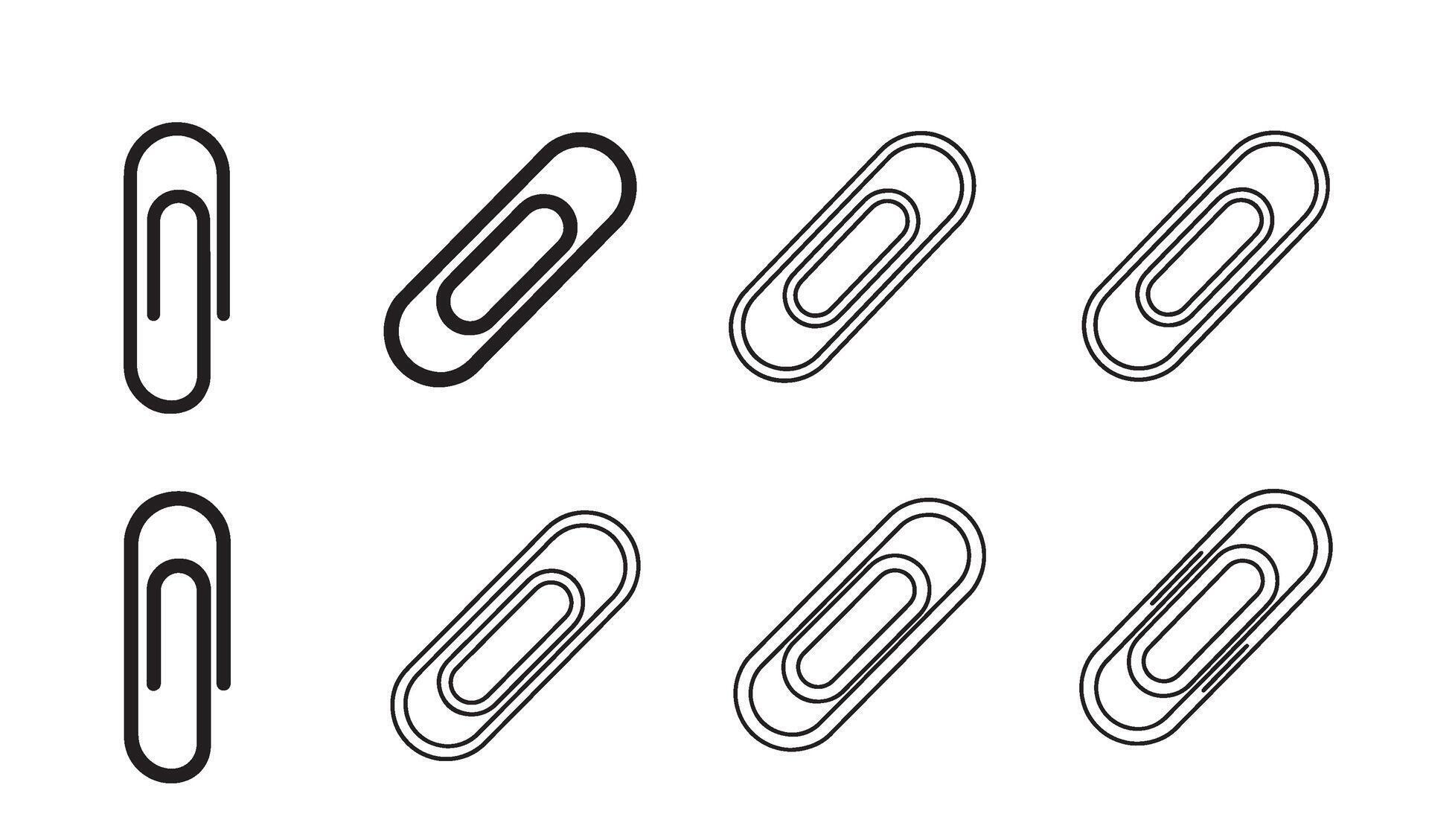 Elegant Paperclip silhouette and out line art logo symbol illustration 4 set design for ...