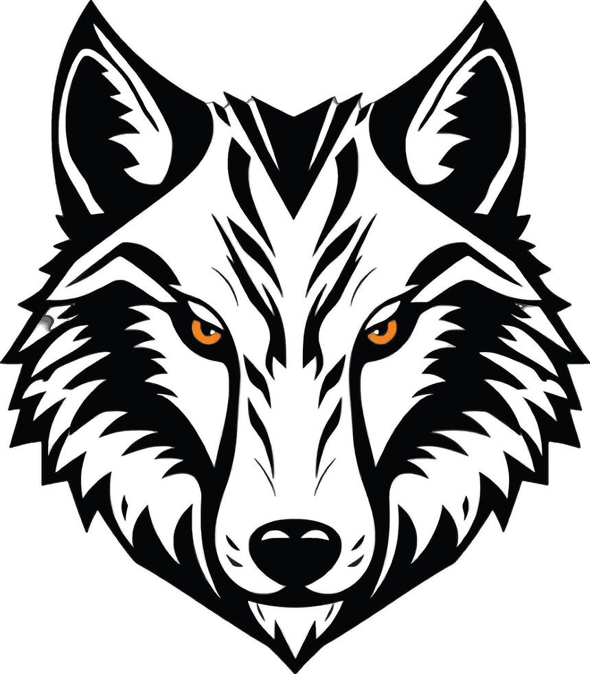The wolf head is black and white 61682014 Vector Art at Vecteezy