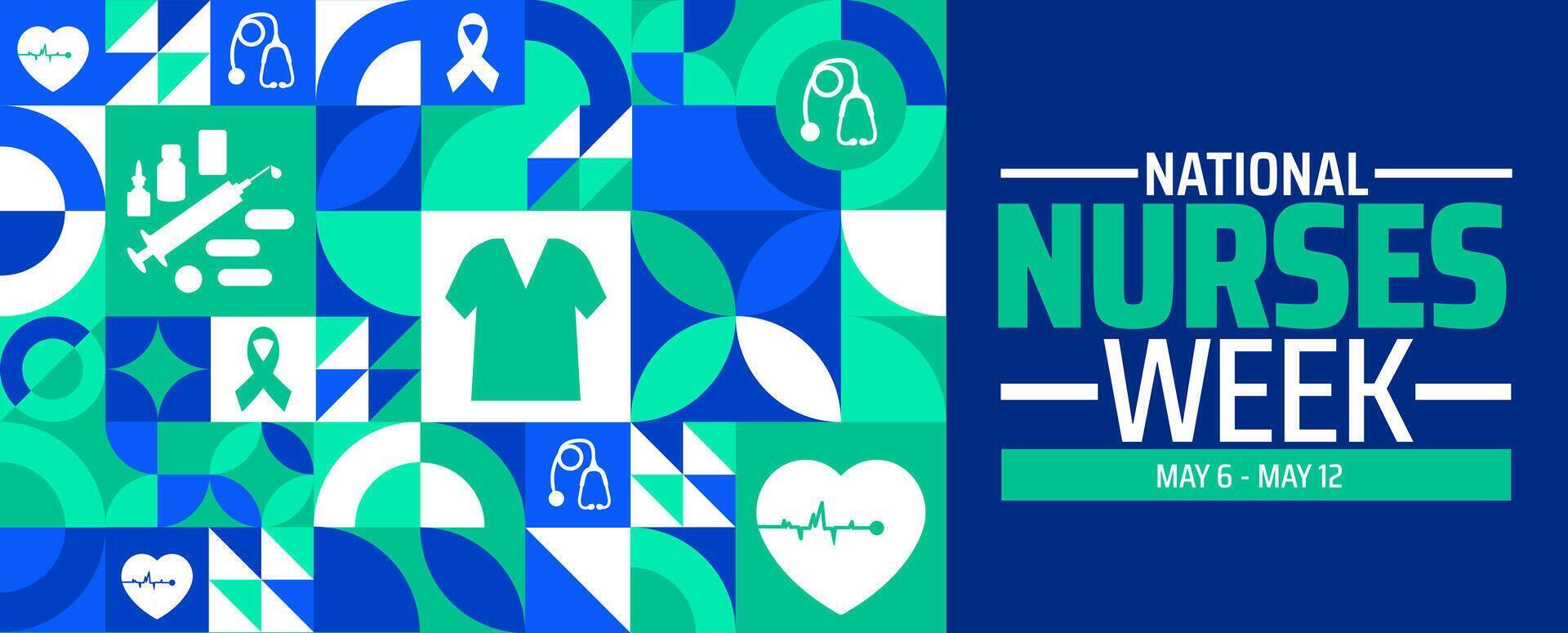 National Nurses Week Geometric shape pattern background banner or poster design template ...