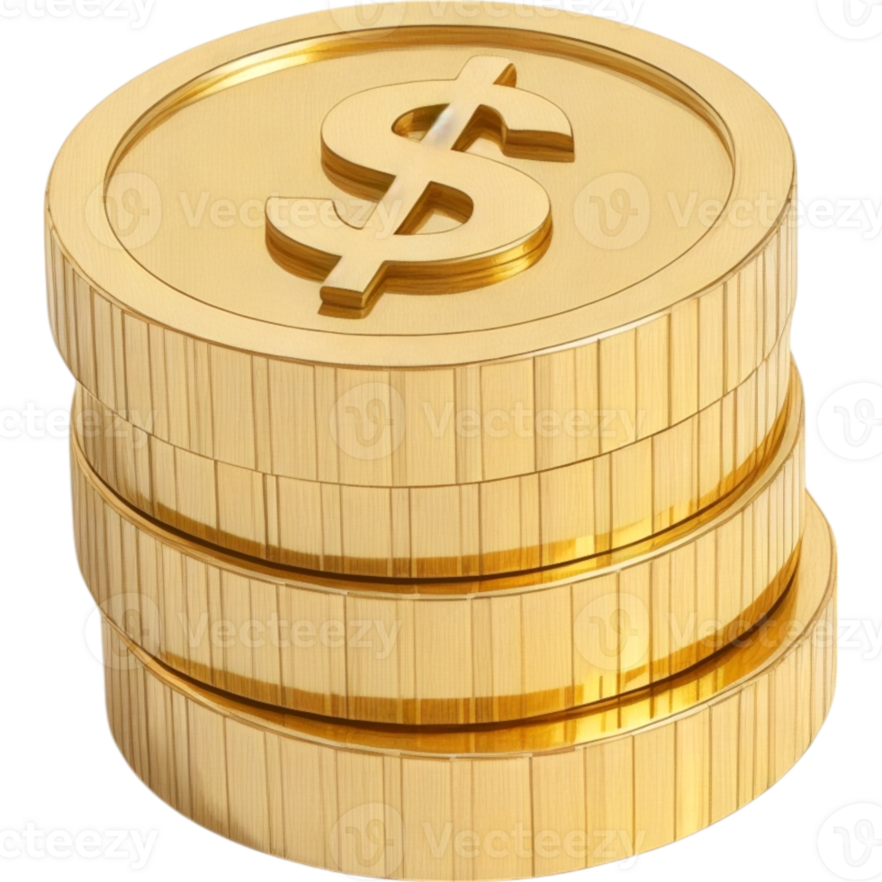Stack of Gold Dollar Coins 61827833 PNG