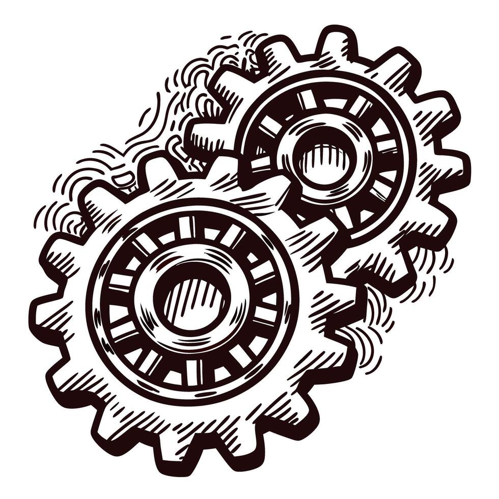 Intricate sketch of interlocking gears in motion with detailed mechanical design 61887612 Vector ...