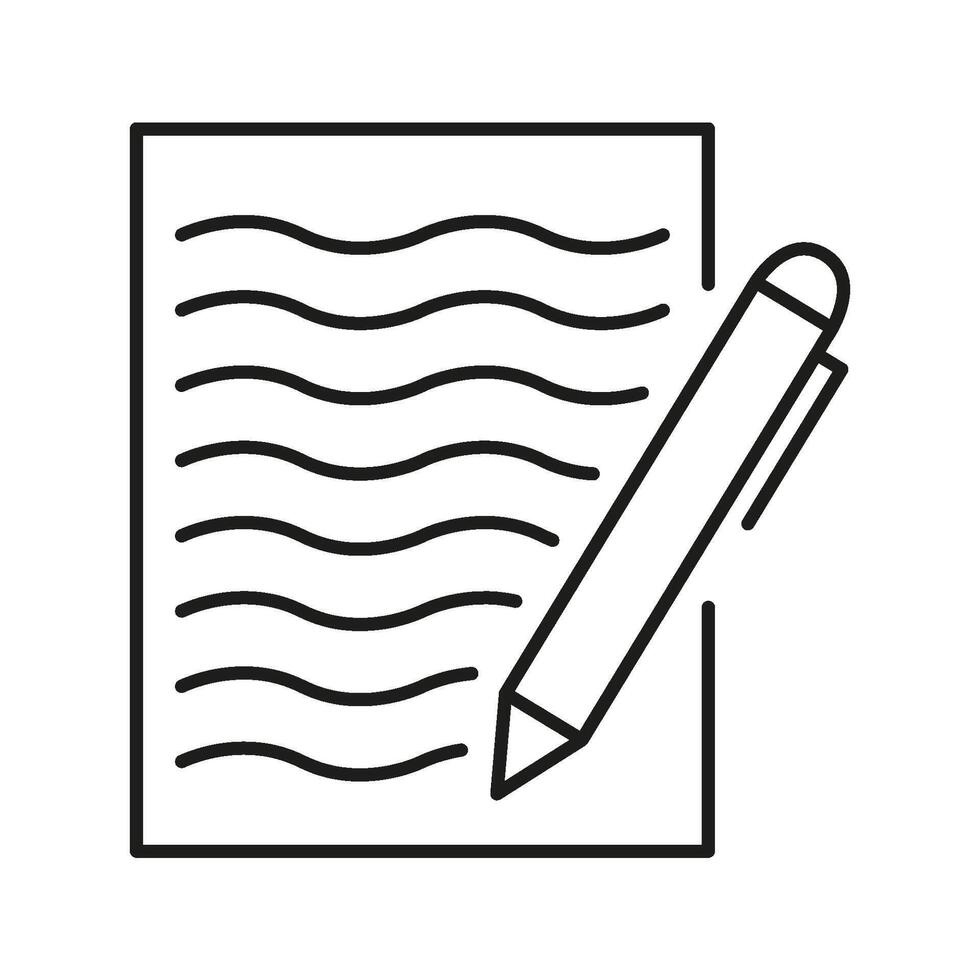 Document With Pen Line Icon. Writing, Note-Taking, And Documentation Outline Symbol. Creative ...
