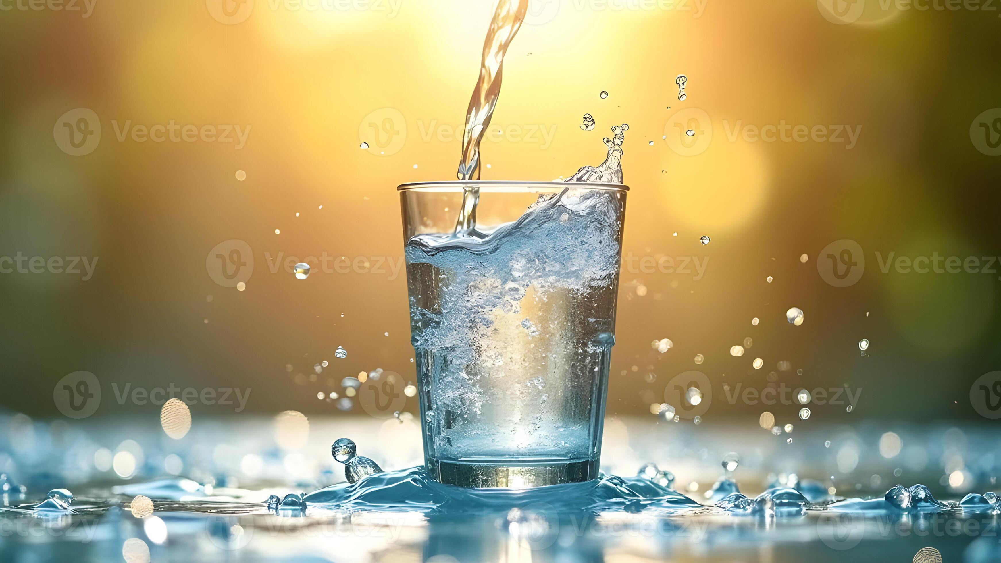 Fresh Water Pouring into Glass with Splashes 61905778 Stock Photo at Vecteezy