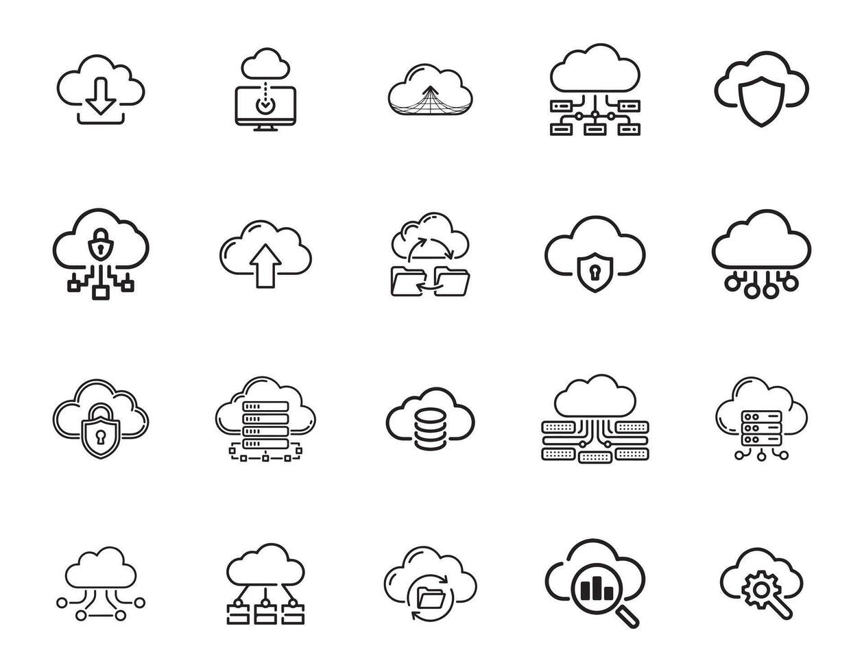 Cloud Network and Data Sync Line Icons 62079620 Vector Art at Vecteezy