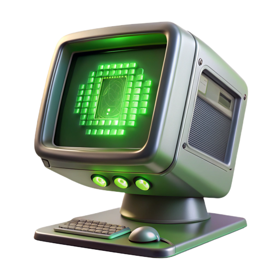 Dramatic Renaissance A Vintage Computer Monitor Displaying Cascading Green Text Dust Motes