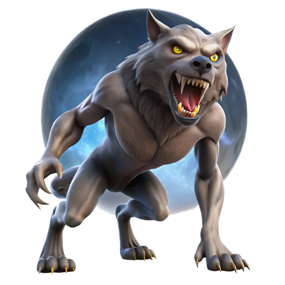 whimsical vibrant A fierce werewolf howling at the moon, dramatic lighting, horror style elite ...