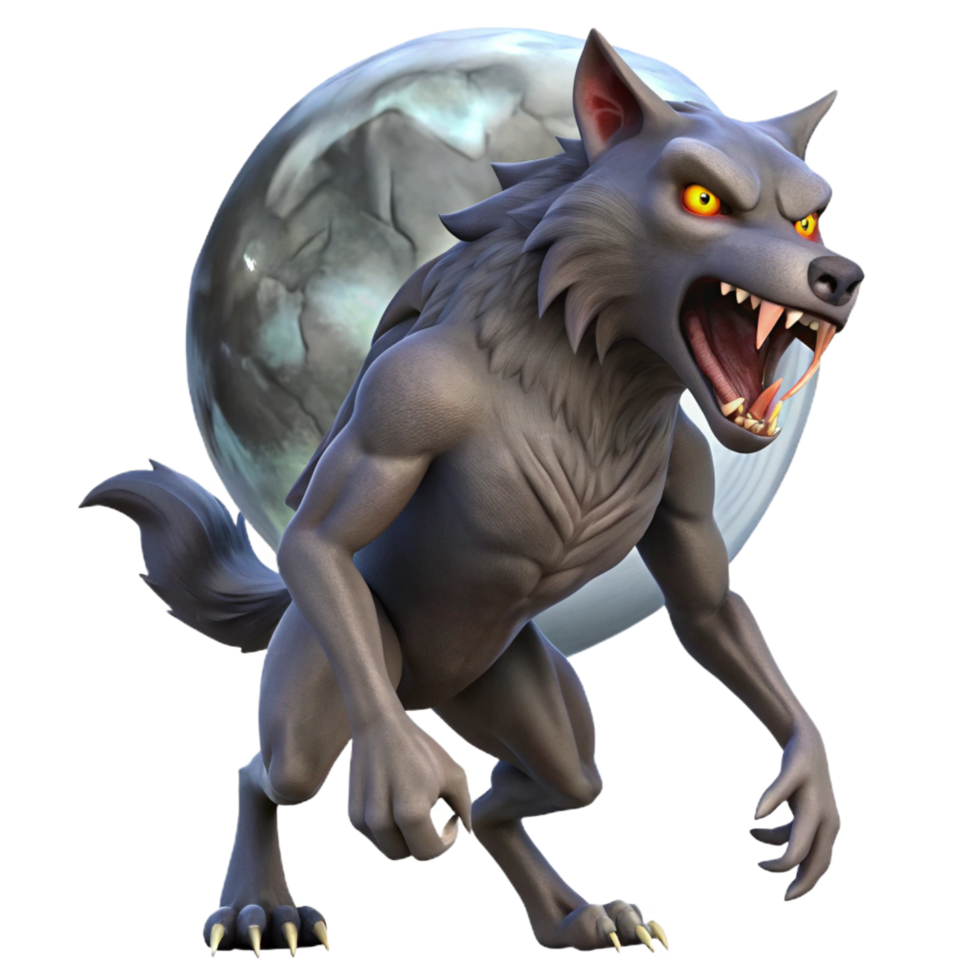 dramatic creative A fearsome werewolf howling at the moon, dark and atmospheric forest, horror ...