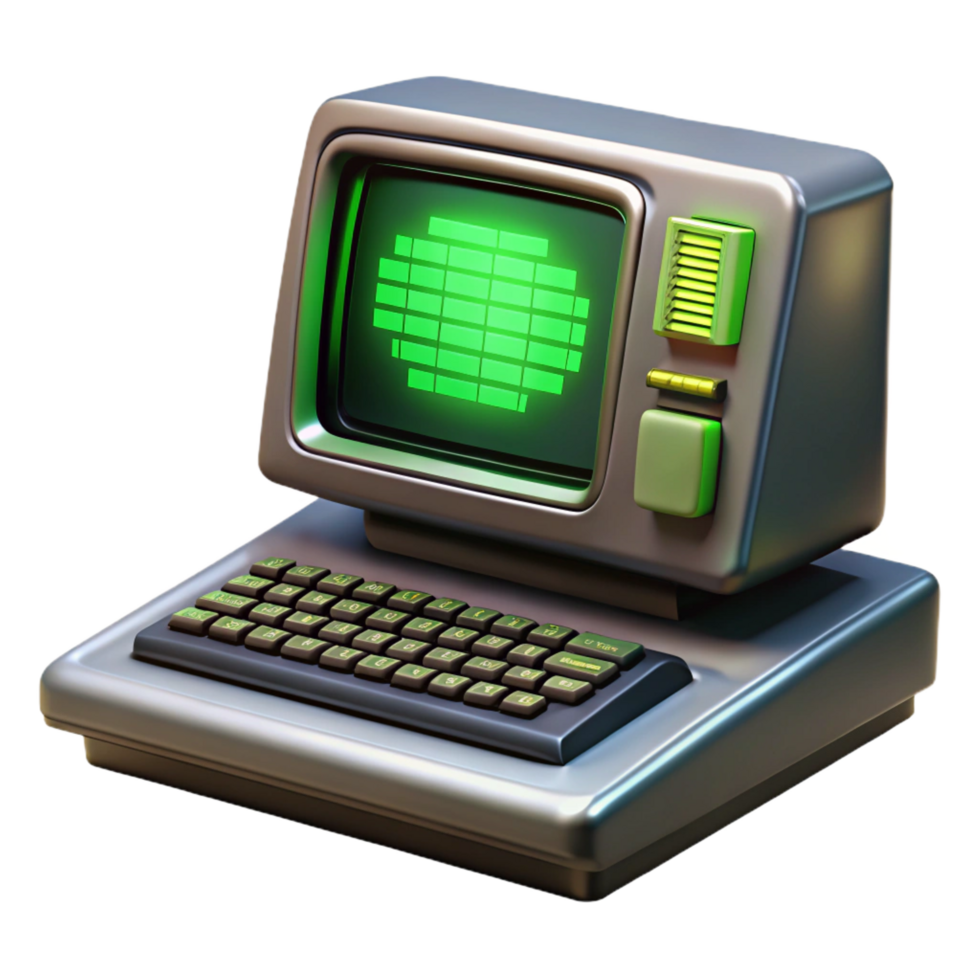 Dazzling Standout A Vintage Computer Terminal Displaying Cryptic Code Flickering Green Text On