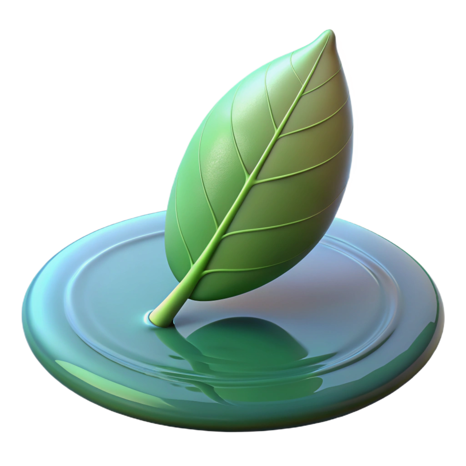 pristine dynamic tropical A single leaf floating on still water, minimalist composition, soft ...