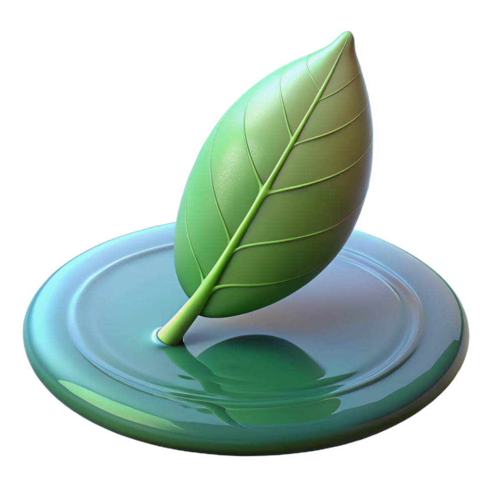 pristine dynamic tropical A single leaf floating on still water, minimalist composition, soft ...
