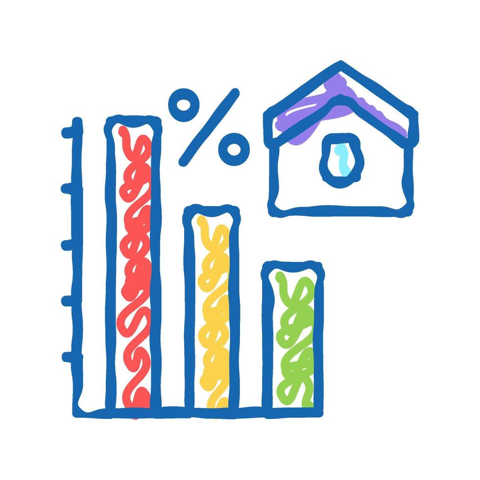 mortgage decrease in interest payments icon doodle illustration ...