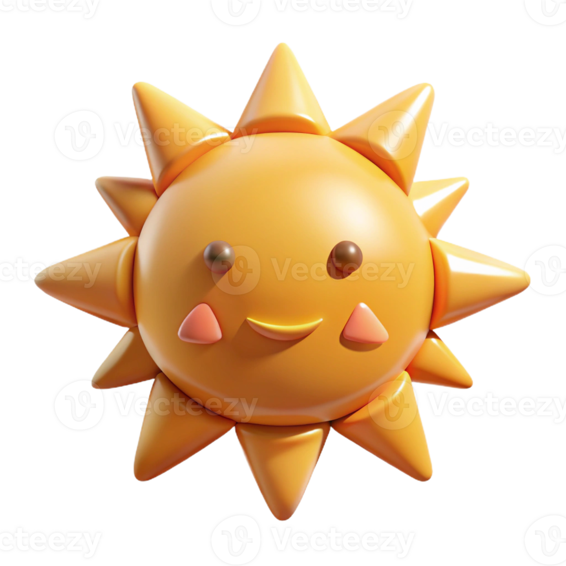 Alluring Urban Circular Sun Character With Triangular Rays Crisp Edges Flat Orange Color With