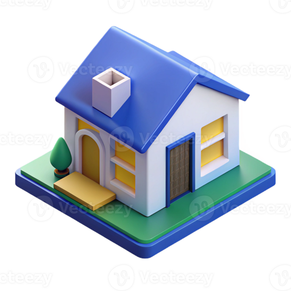 Picturesque Inspired Isometric House Flat Color Crisp Edges Symmetrical Design With Scalable