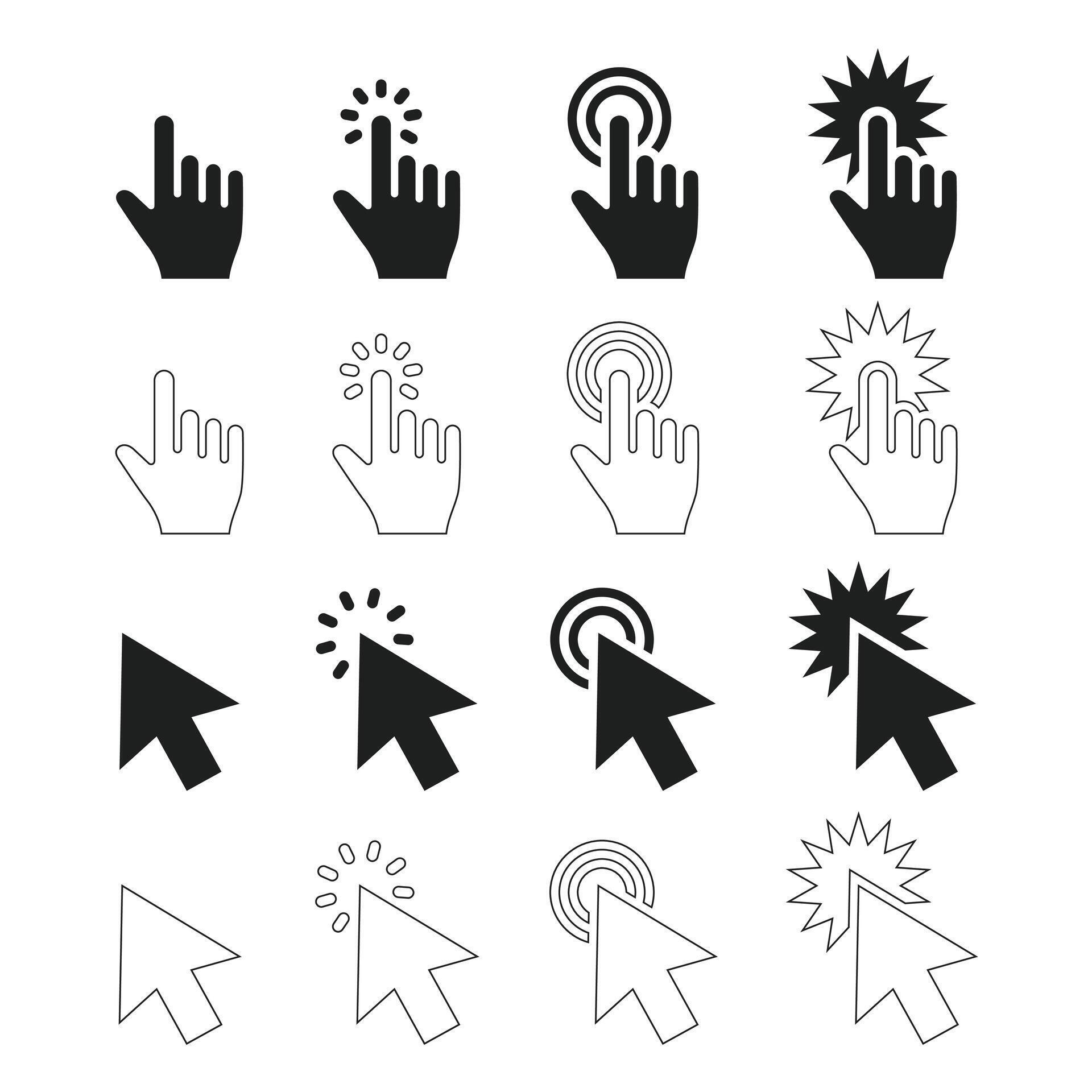Cursor Icon Set Mouse Pointer Symbol Collection Finger Cursor Illustration Pointer And Click