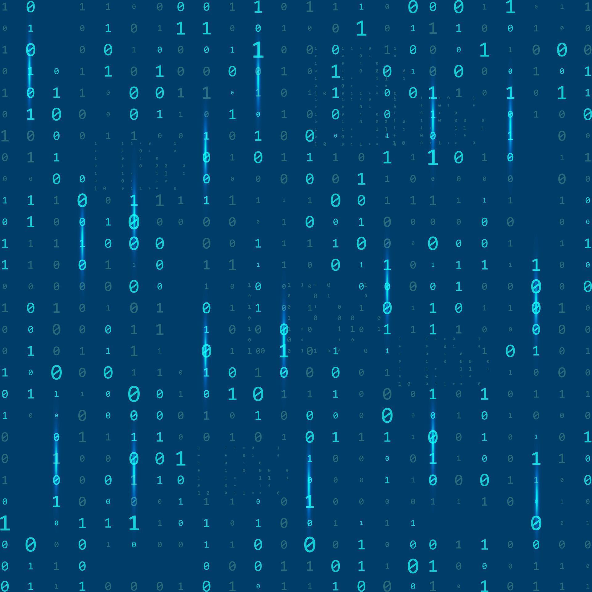 Stream binary code. Binary code matrix. Background on screen from numbers 0 and 1. Computer ...