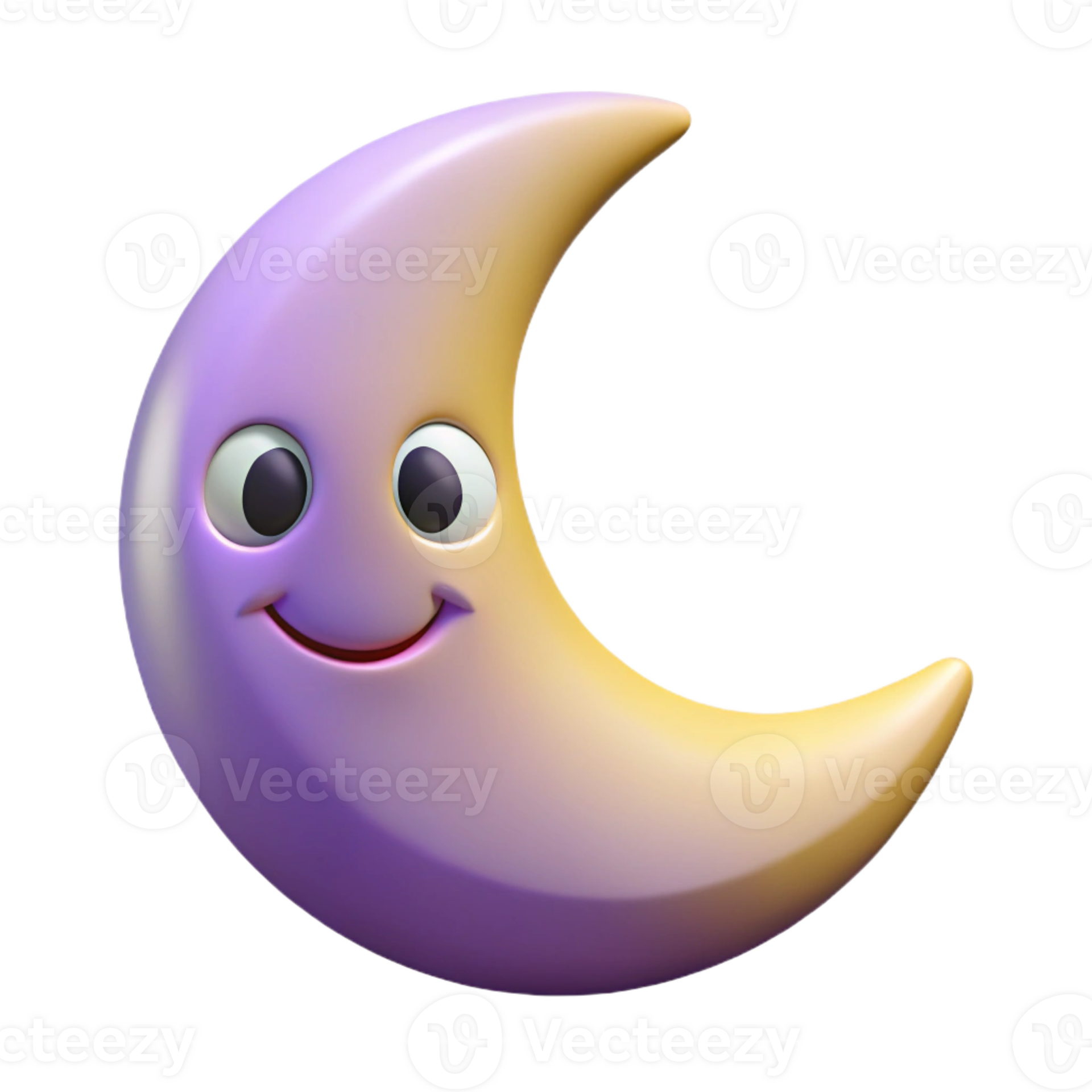 Quintessential Artistic Smiling Crescent Moon Character With Pointed Tips Clean Lines Flat