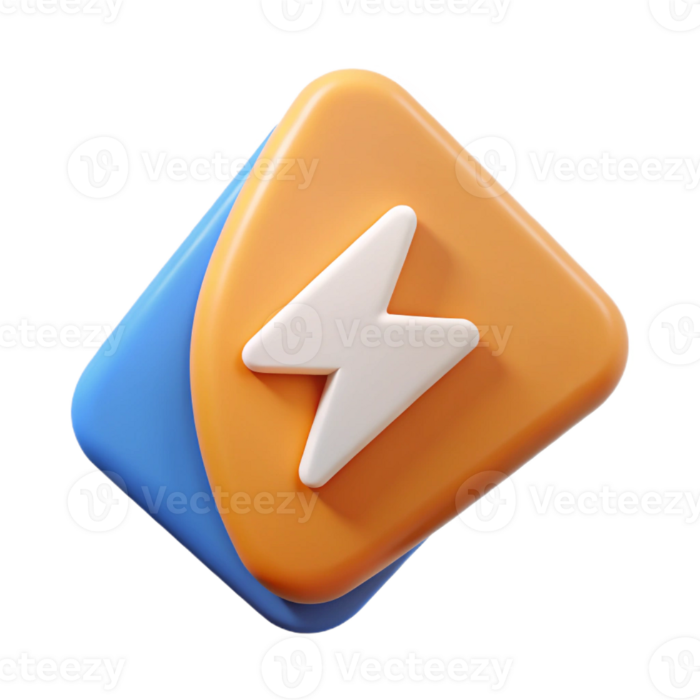 vibrant artistic Triangular badge with a simple lightning bolt icon. Flat color, minimal design ...