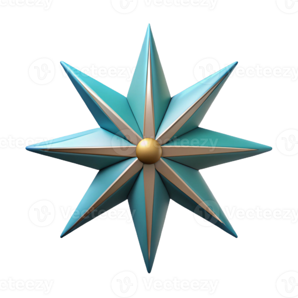 Sumptuous Melancholic Baroque Symmetrical Geometric Compass Rose Flat Color Single Weight