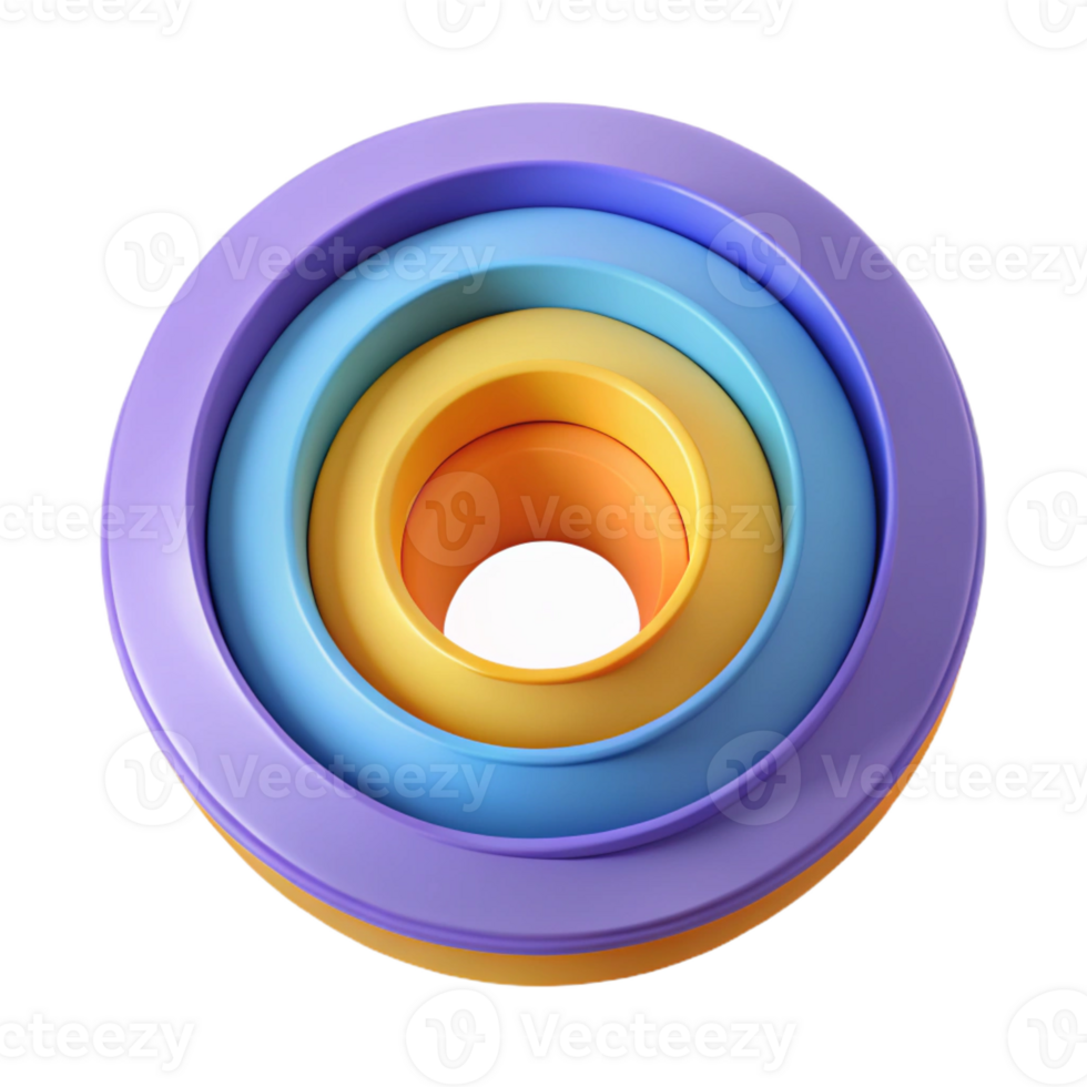 Spectacular Surreal Abstract Composition Of Three Concentric Circles Minimal Flat Color Crisp