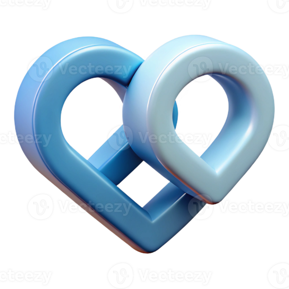 wonderful exceptional Interlocking heart shapes, crisp edges, flat ...