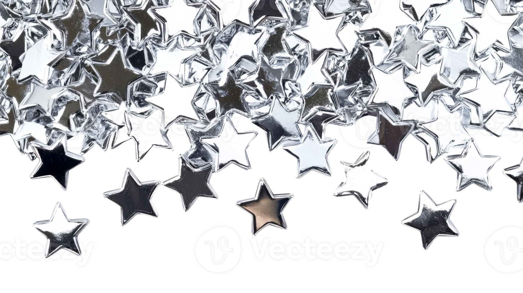 Silver star confetti heap, cut out transparent 62814560 PNG