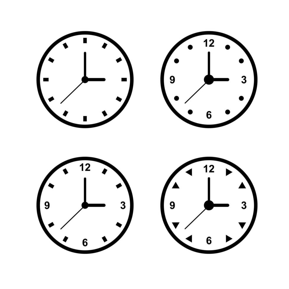 Clock Icon Set Black Color 62816371 Vector Art At Vecteezy