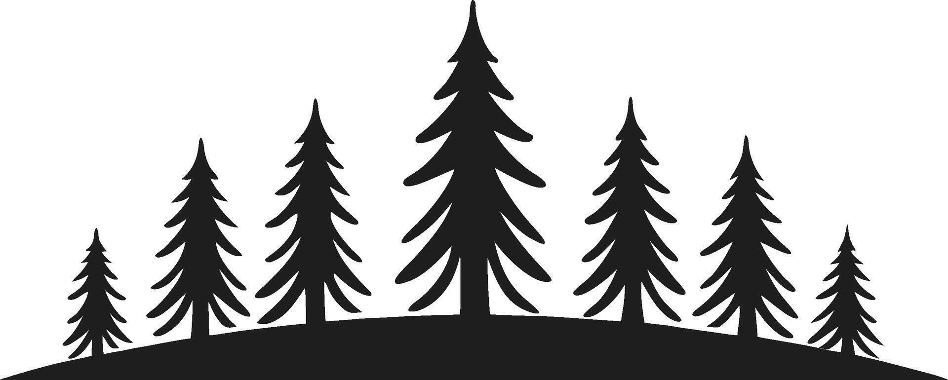 Pine Tree Forest Silhouette Nature Landscape and Woodland Scene ...