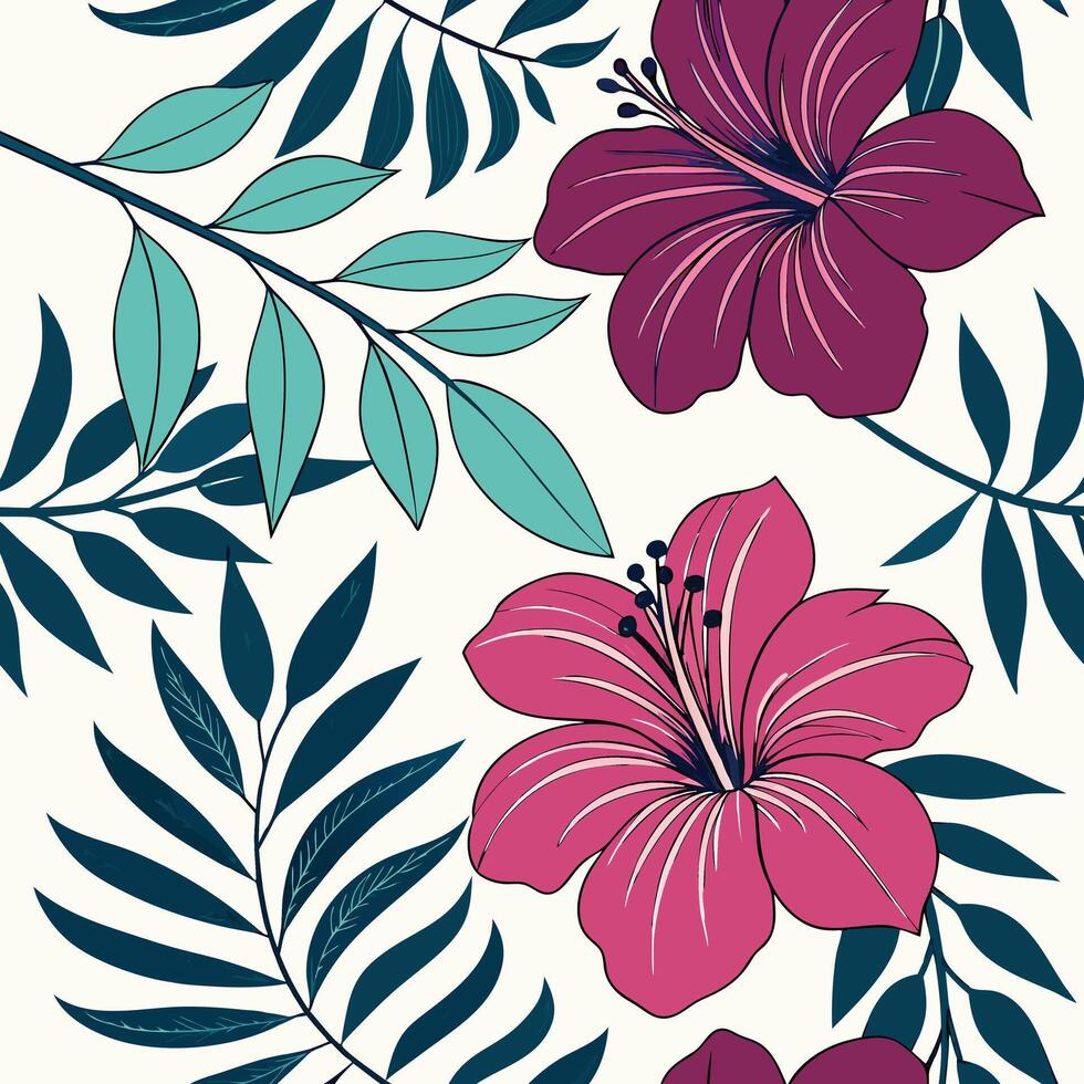 Large Floral Repeat Pattern with Tropical Vibes 63081704 Vector Art at ...