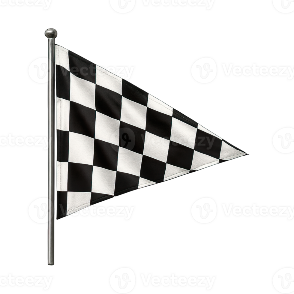 Triangular Checkered Racing Flag on Pole Isolated on Transparent ...