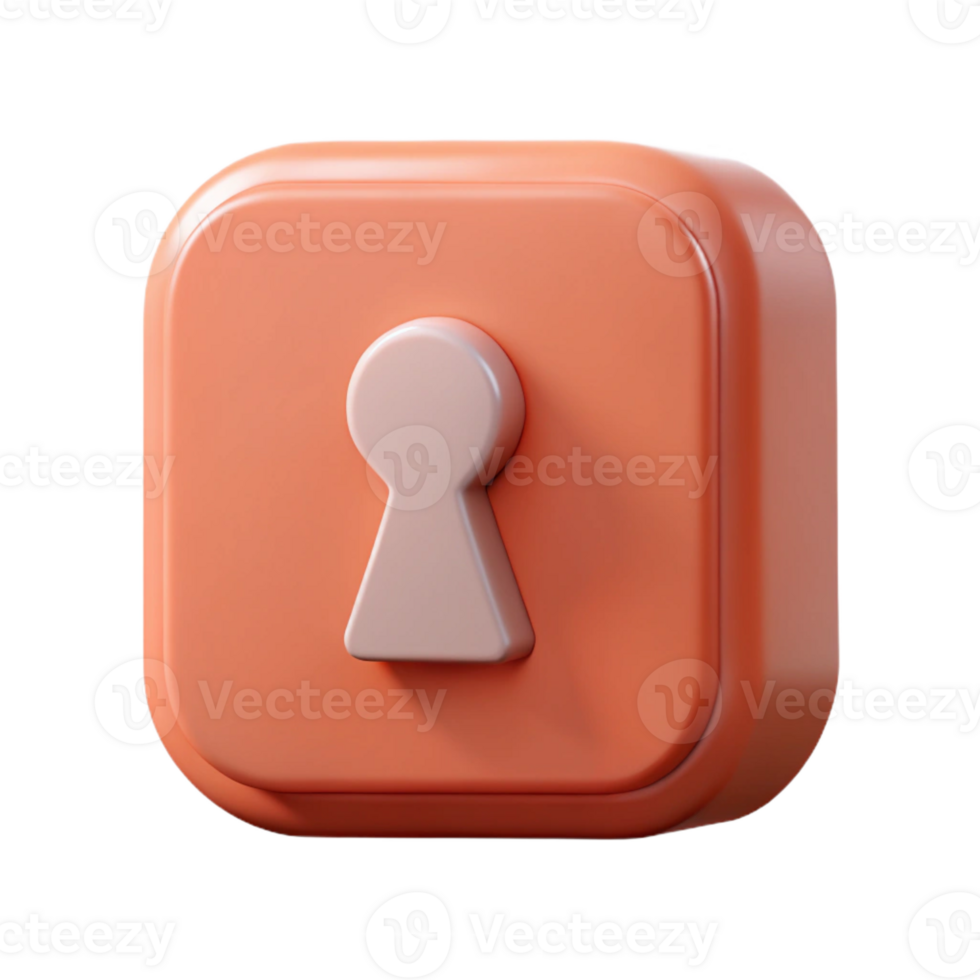 Mesmerizing Modern Rounded Square Badge With Keyhole Shape Flat Coral With Scalable Design