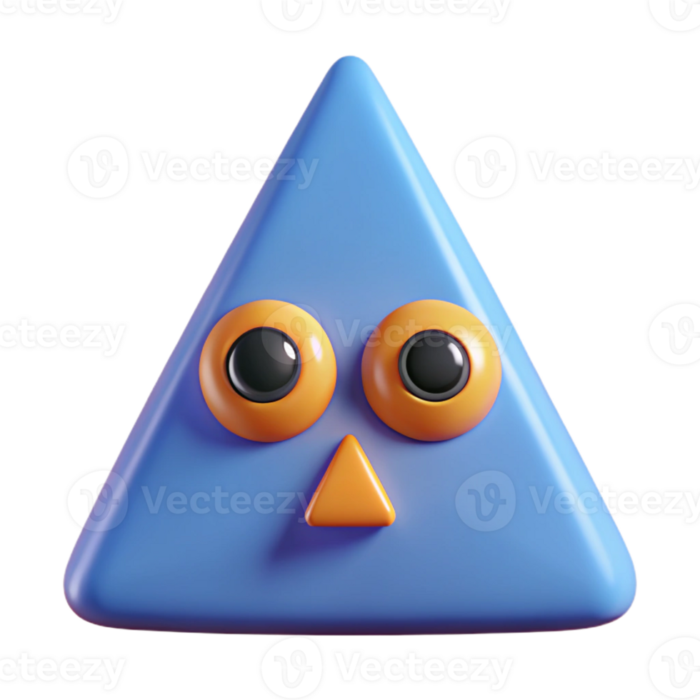 Hypnotic Impressionist Triangular Character With Two Circular Eyes Flat Color Crisp Edges