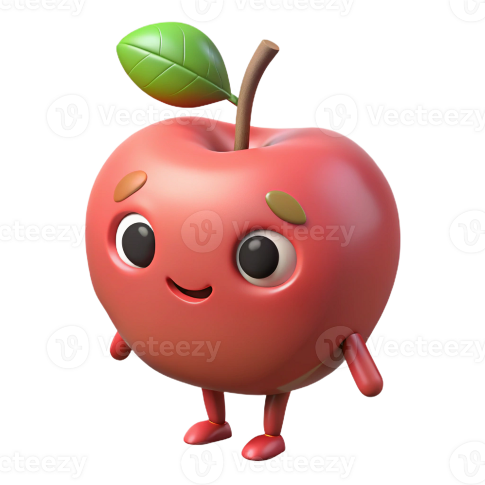 Iconic Geometric Apple Character With A Small Leaf Stem Scalable Crisp Edges Flat Color With
