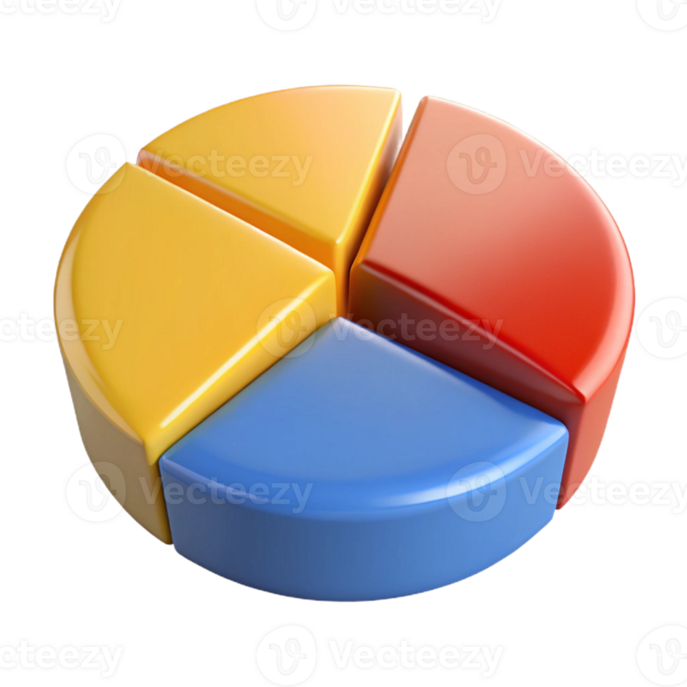 fascinating artistic Pie chart divided into four equal sections, distinct flat colors. Crisp ...
