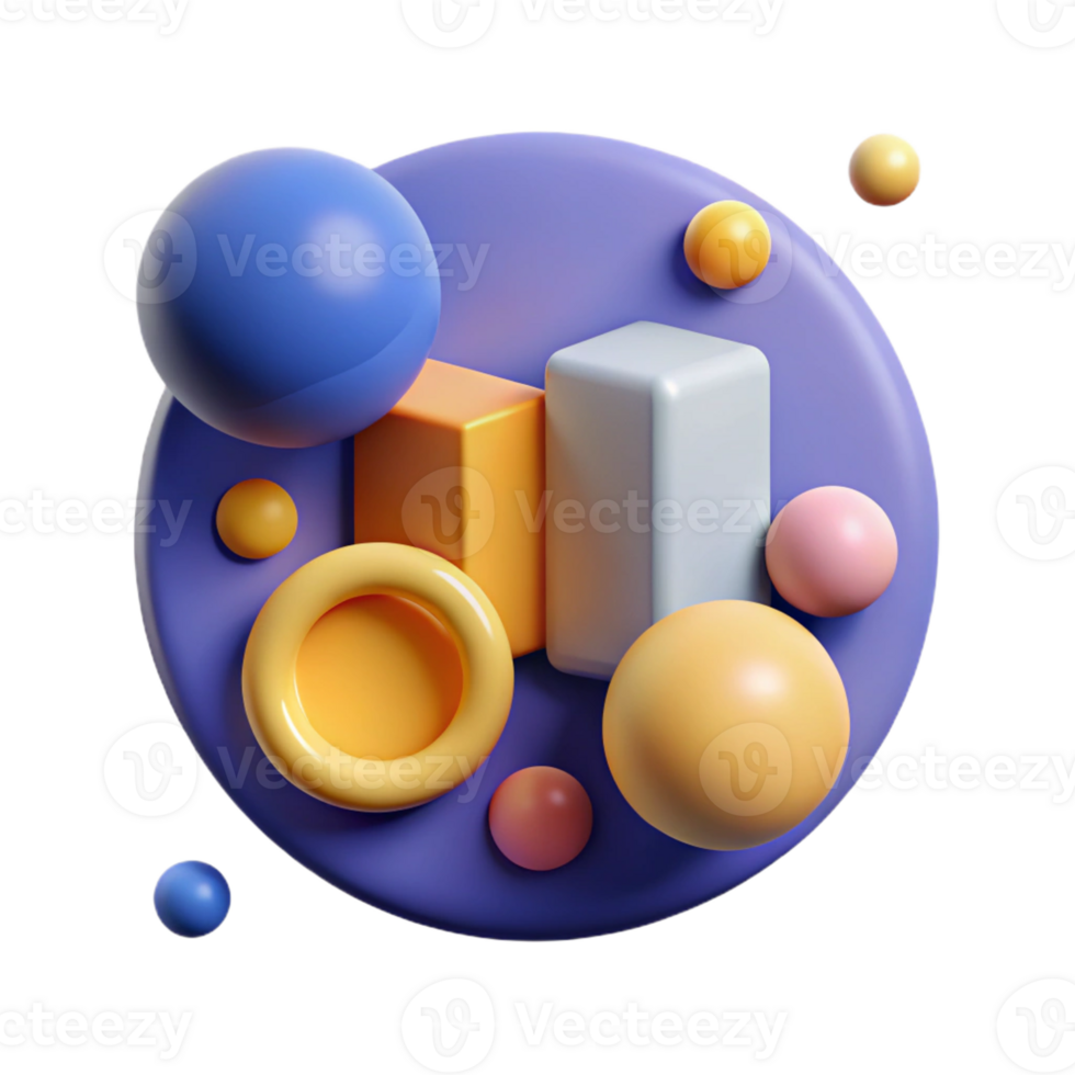 Sumptuous Memorable Abstract Composition Of Rectangles And Circles Flat Color Clean Lines With