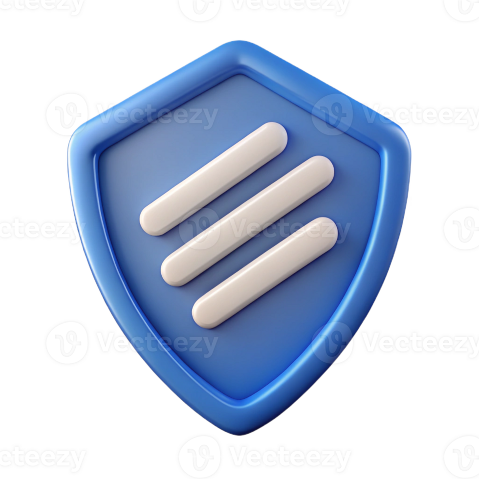 Reflective Exquisite Shield Shaped Badge With Three Parallel Lines Flat Color Clean Lines