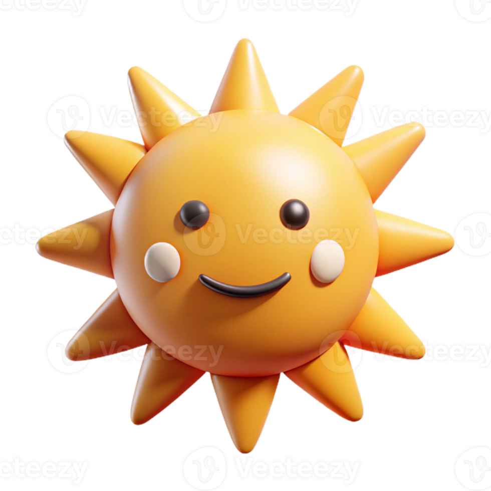 Sumptuous Celebrated Smiling Sun Character With Triangular Rays Clean Lines Flat Color